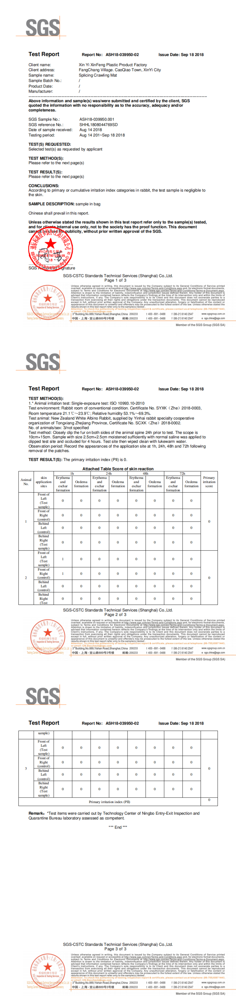 Skin Testing Report - Professional China EVA Foam Interlocking Mats ...